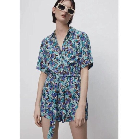 Zara | Pants & Jumpsuits | Zara The Clea Floral Overall Size Large ...